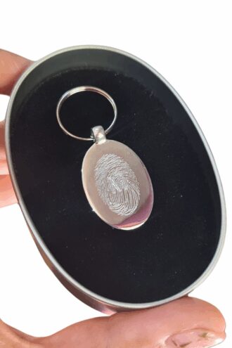 Sterling Silver Fingerprint Engraved Keyring • Penchant Fine Jewellery